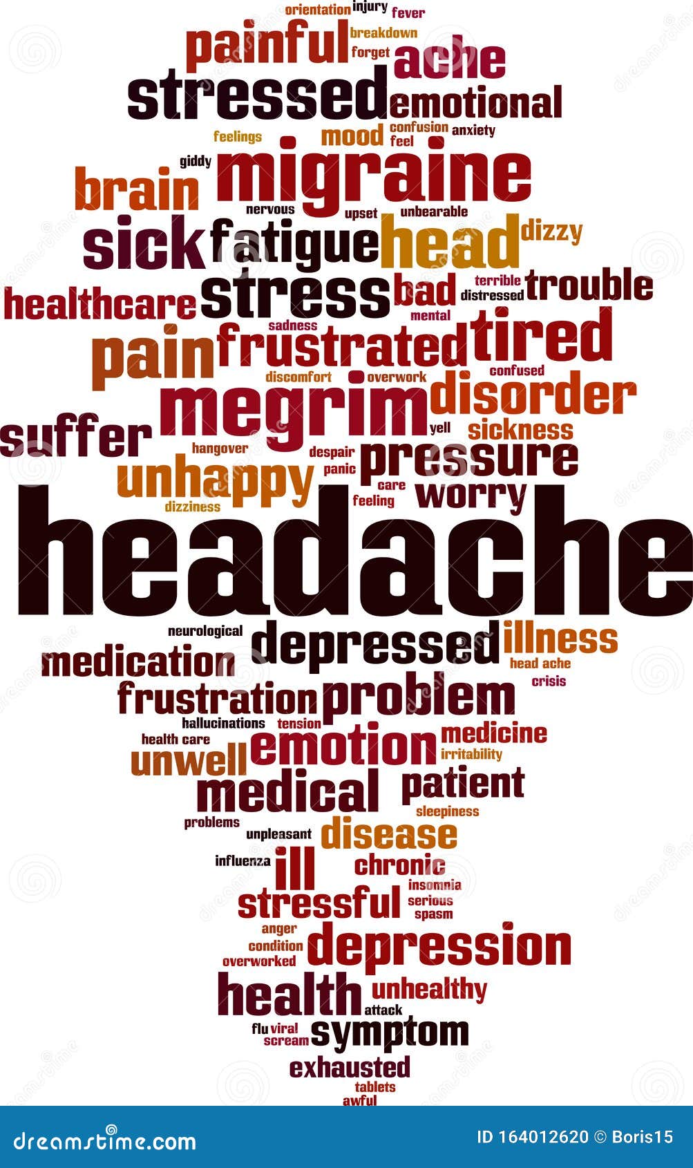Headache word cloud stock vector. Illustration of fatigue - 164012620