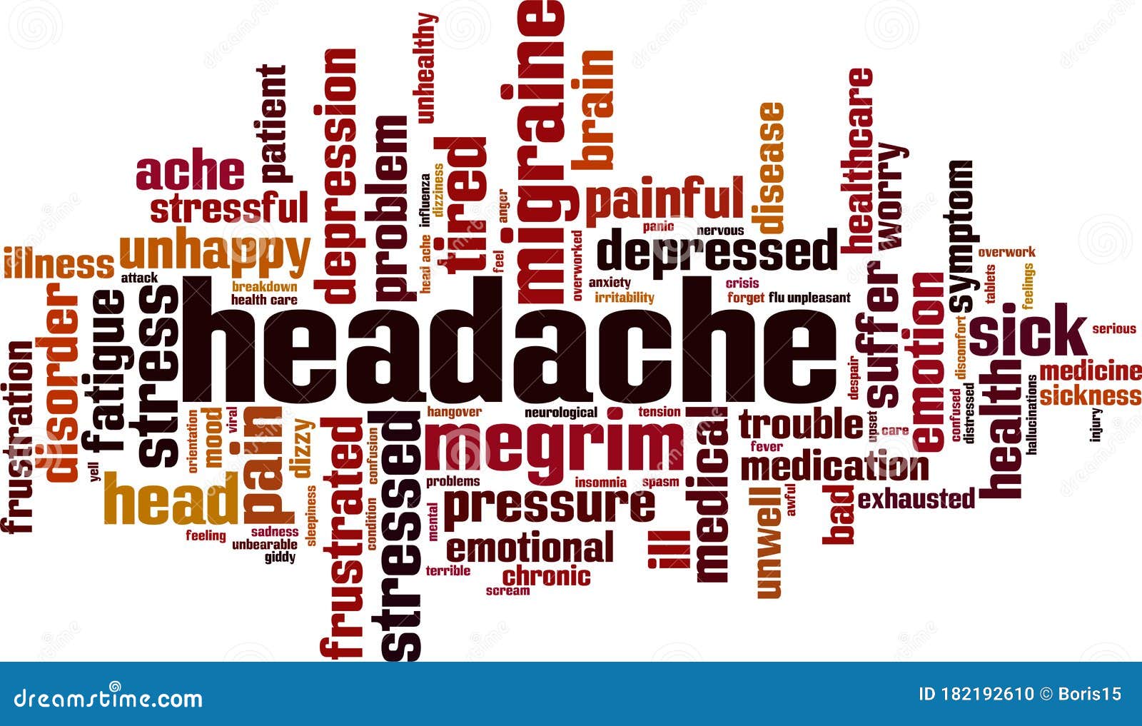 Headache word cloud stock vector. Illustration of medical - 182192610