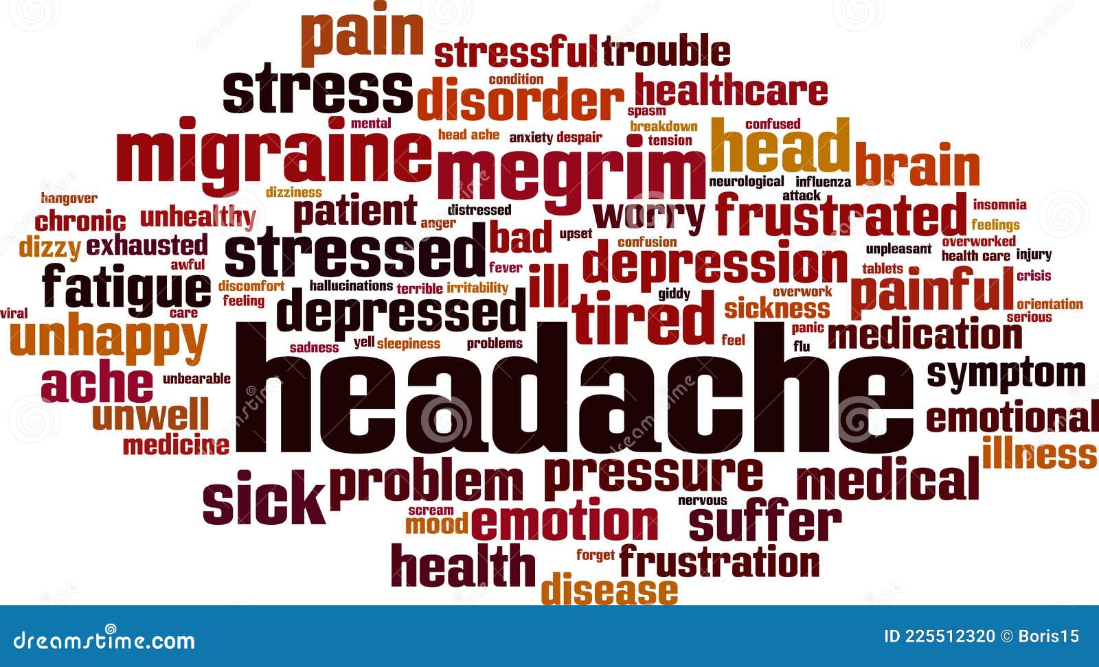Headache word cloud stock vector. Illustration of spasm - 225512320