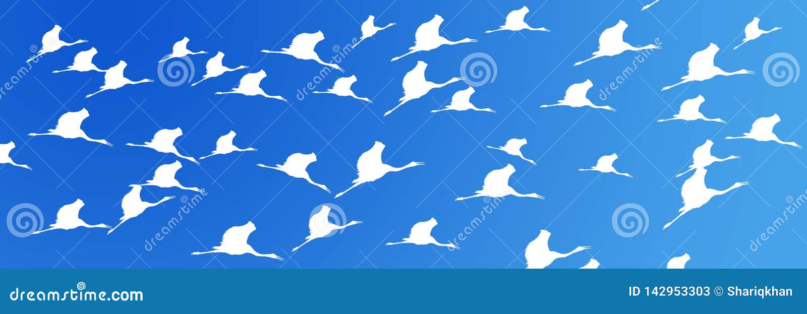 Header Background Birds Sarus Crane Flight Stock Illustration ...