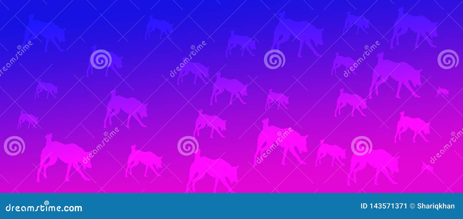 Header Background Pet Dogs Pattern on Blue Magenta Gradient Background ...