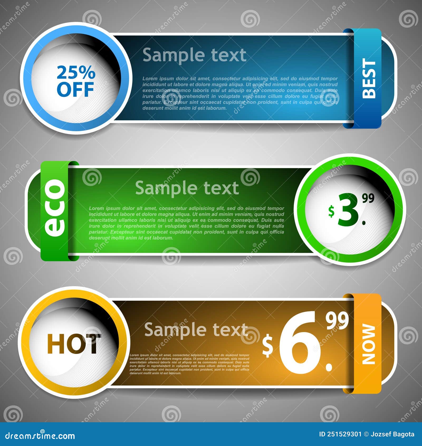 Header or Banner Design Set Stock Vector - Illustration of glowing ...