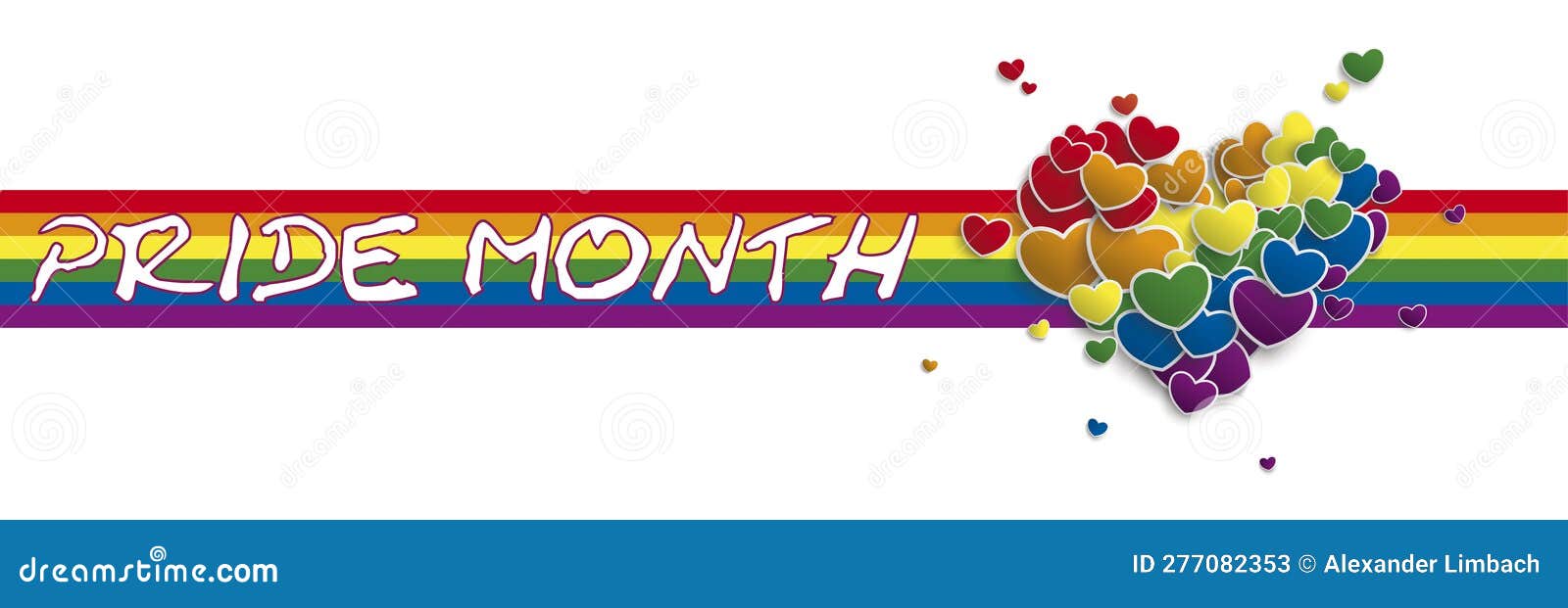 Pride Month Rainbow Hearts Splash Stripes Header Stock Vector ...