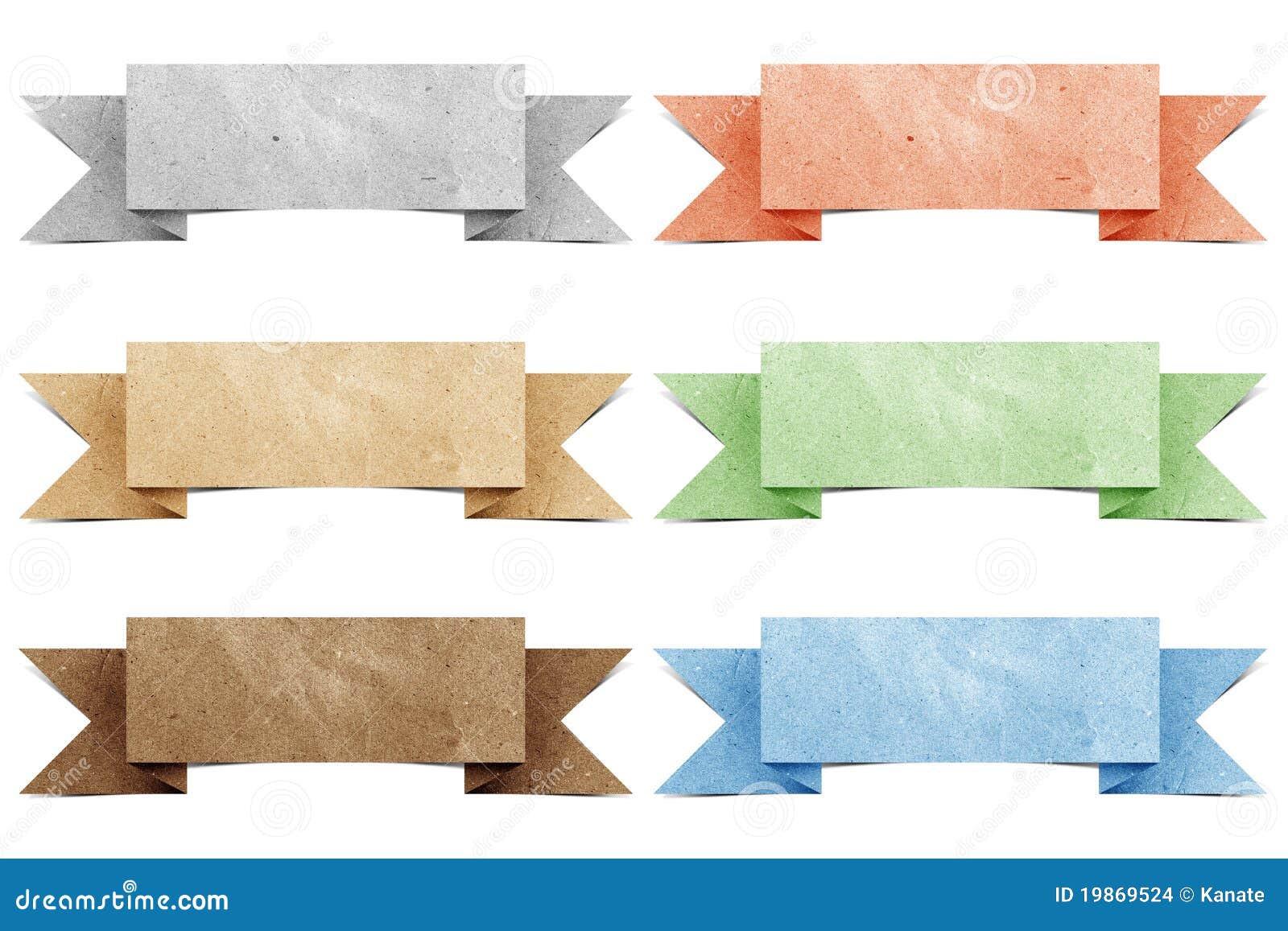 Header Origami Tag Recycled Paper Craft On White Royalty-Free Stock ...