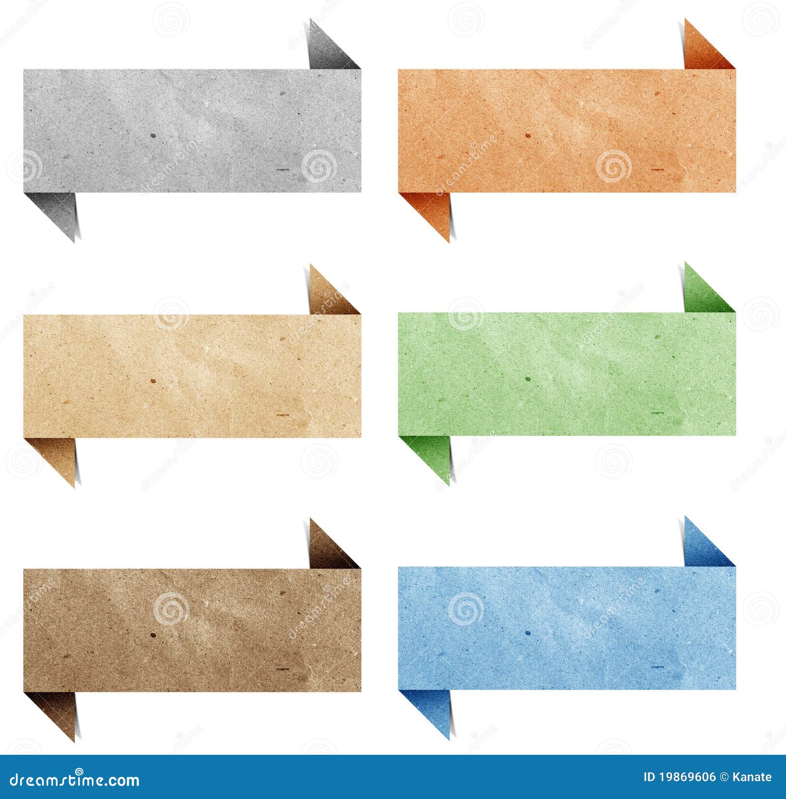 Header Origami Tag Recycled Paper Craft On White Royalty-Free Stock ...