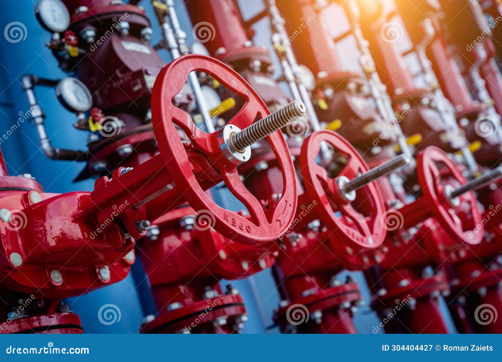 Header Pipes Valve Zone and Fire Alarm Control System at Industrial ...
