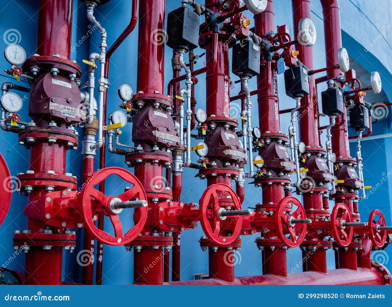 Header Pipes Valve Zone and Fire Alarm Control System at Industrial ...