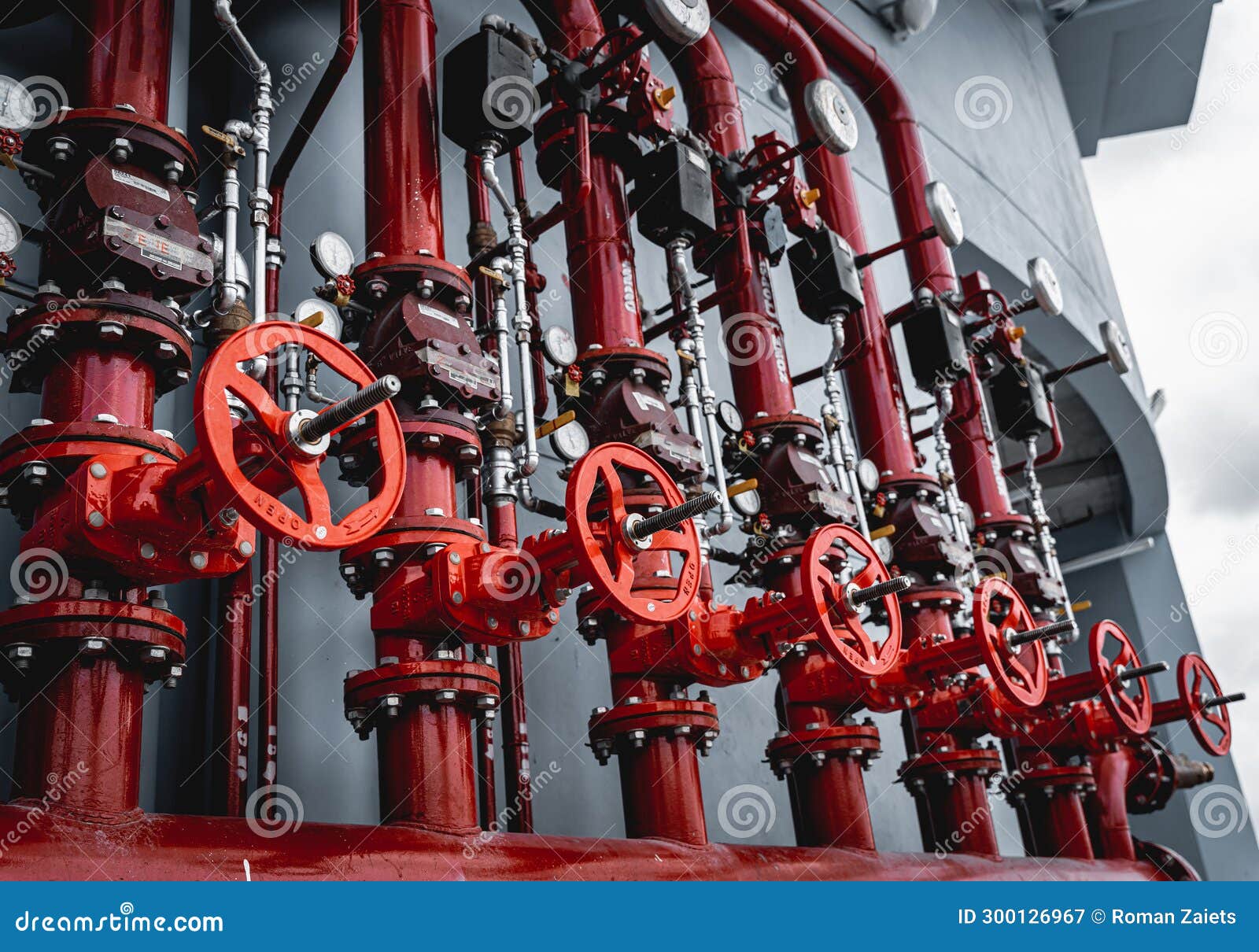 Header Pipes Valve Zone and Fire Alarm Control System at Industrial ...