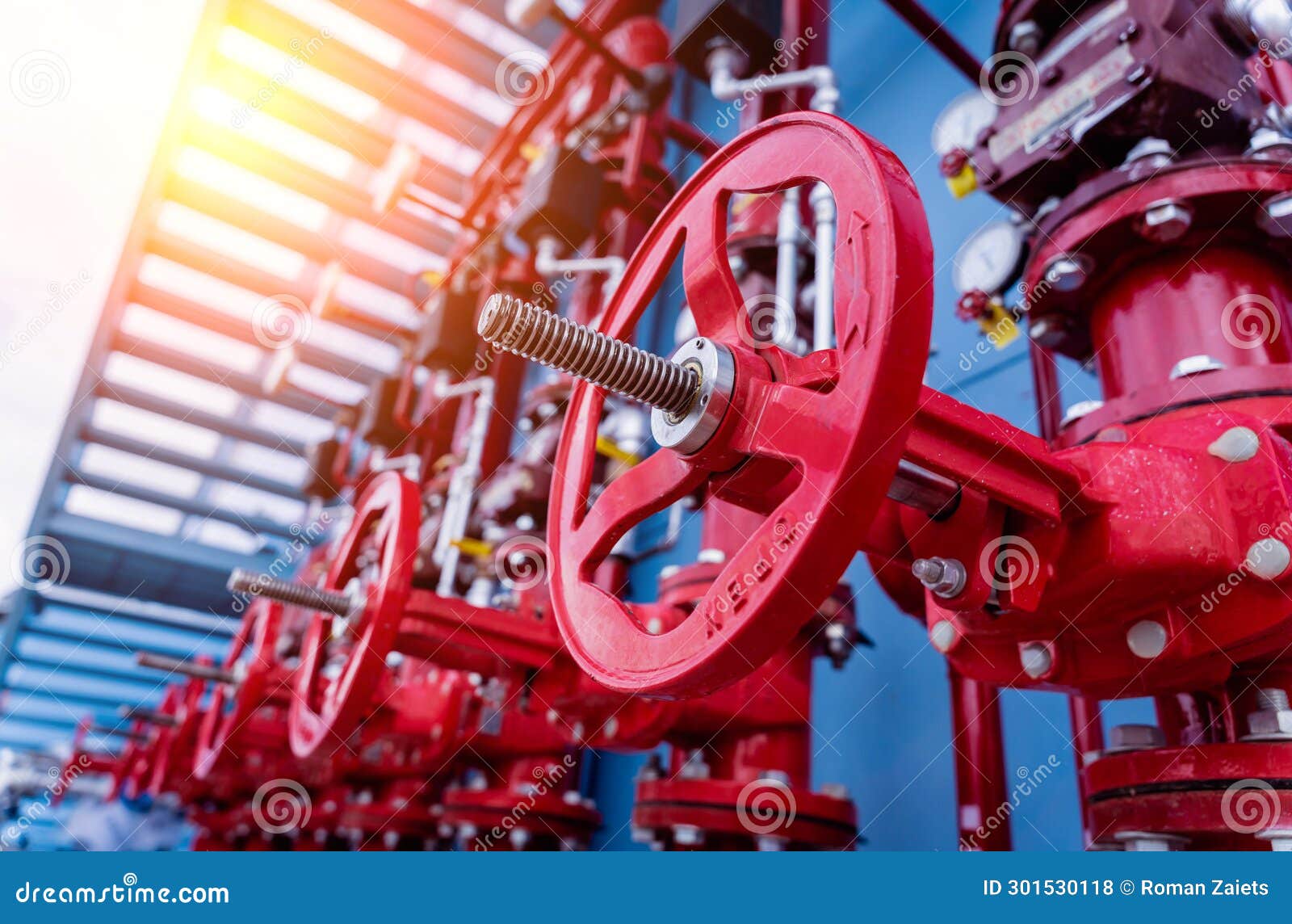 Header Pipes Valve Zone and Fire Alarm Control System at Industrial ...