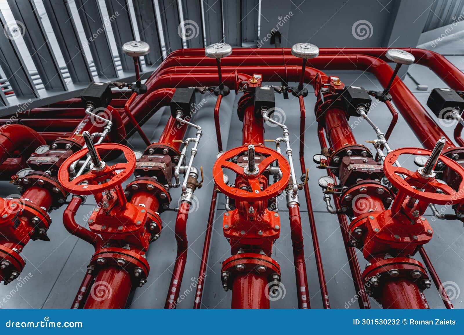 Header Pipes Valve Zone and Fire Alarm Control System at Industrial ...