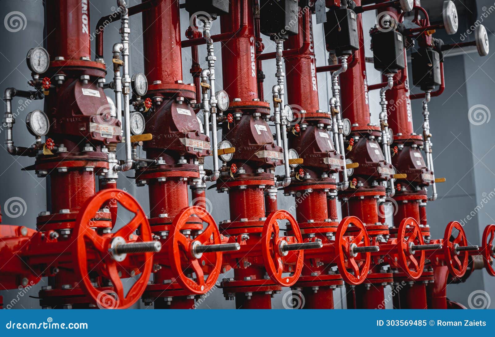 Header Pipes Valve Zone and Fire Alarm Control System at Industrial ...