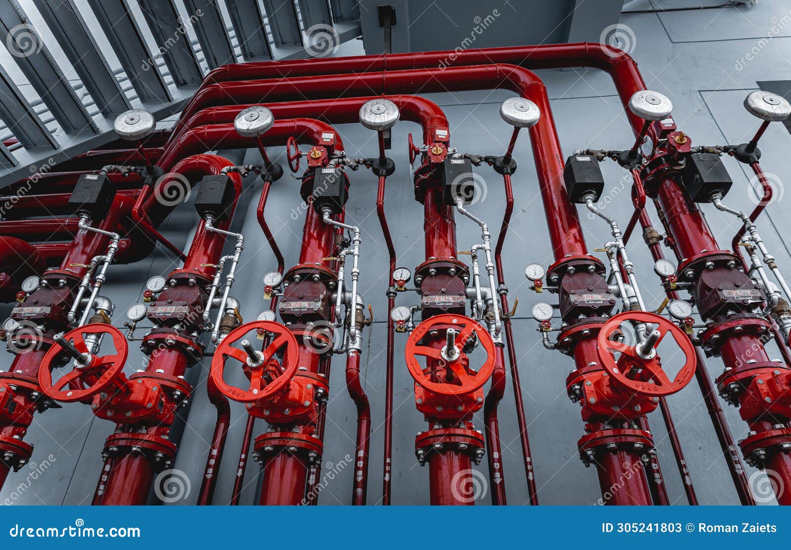 Header Pipes Valve Zone and Fire Alarm Control System at Industrial ...