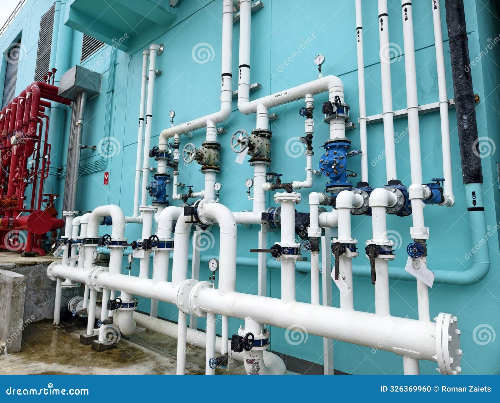 Header Pipes Valve Zone And Fire Alarm Control System At Industrial ...
