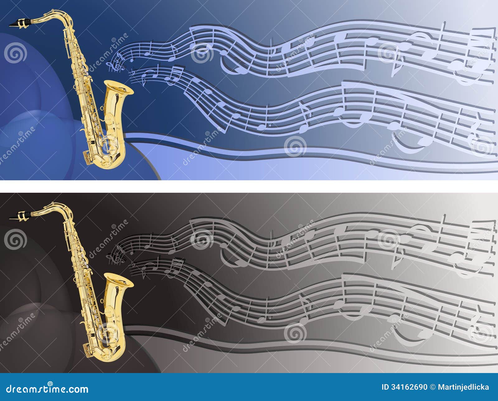 Header with saxophone stock vector. Illustration of orchestral - 34162690