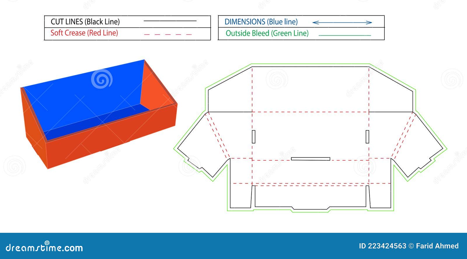 Angled Side Box With Handle Die Cut Template Design Vector Illustration ...