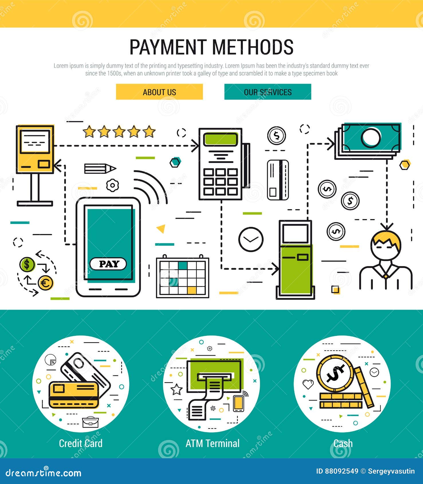 Header Template - Payment Methods Stock Illustration - Illustration of ...