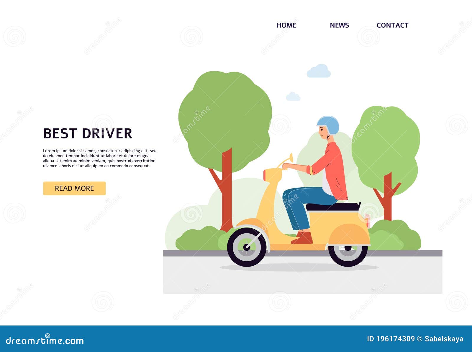 Header of Website with Motorcyclist Riding Motorcycle Flat Vector ...