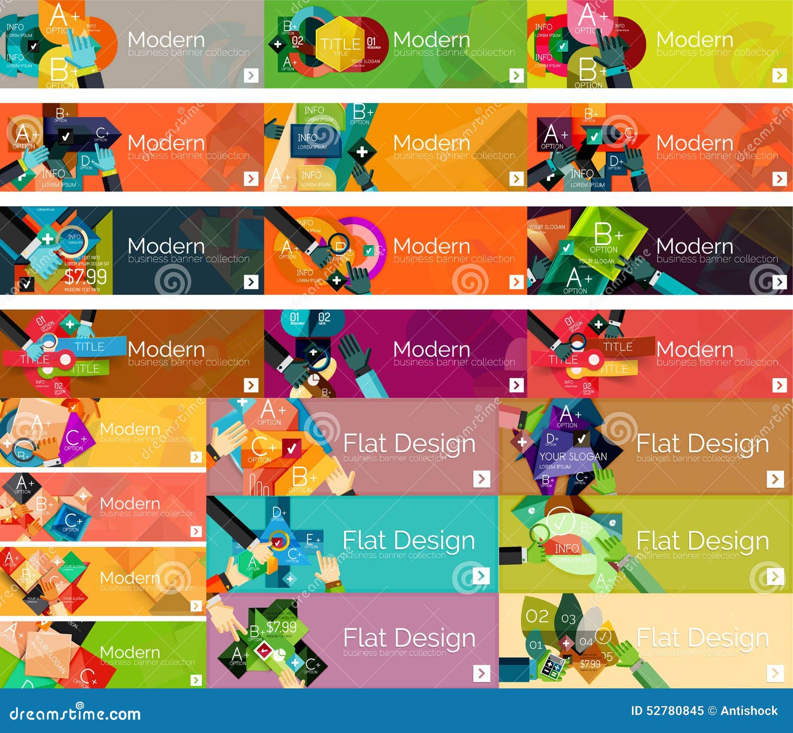 Headers, Flat Design Option Infographic Banners Stock Vector ...