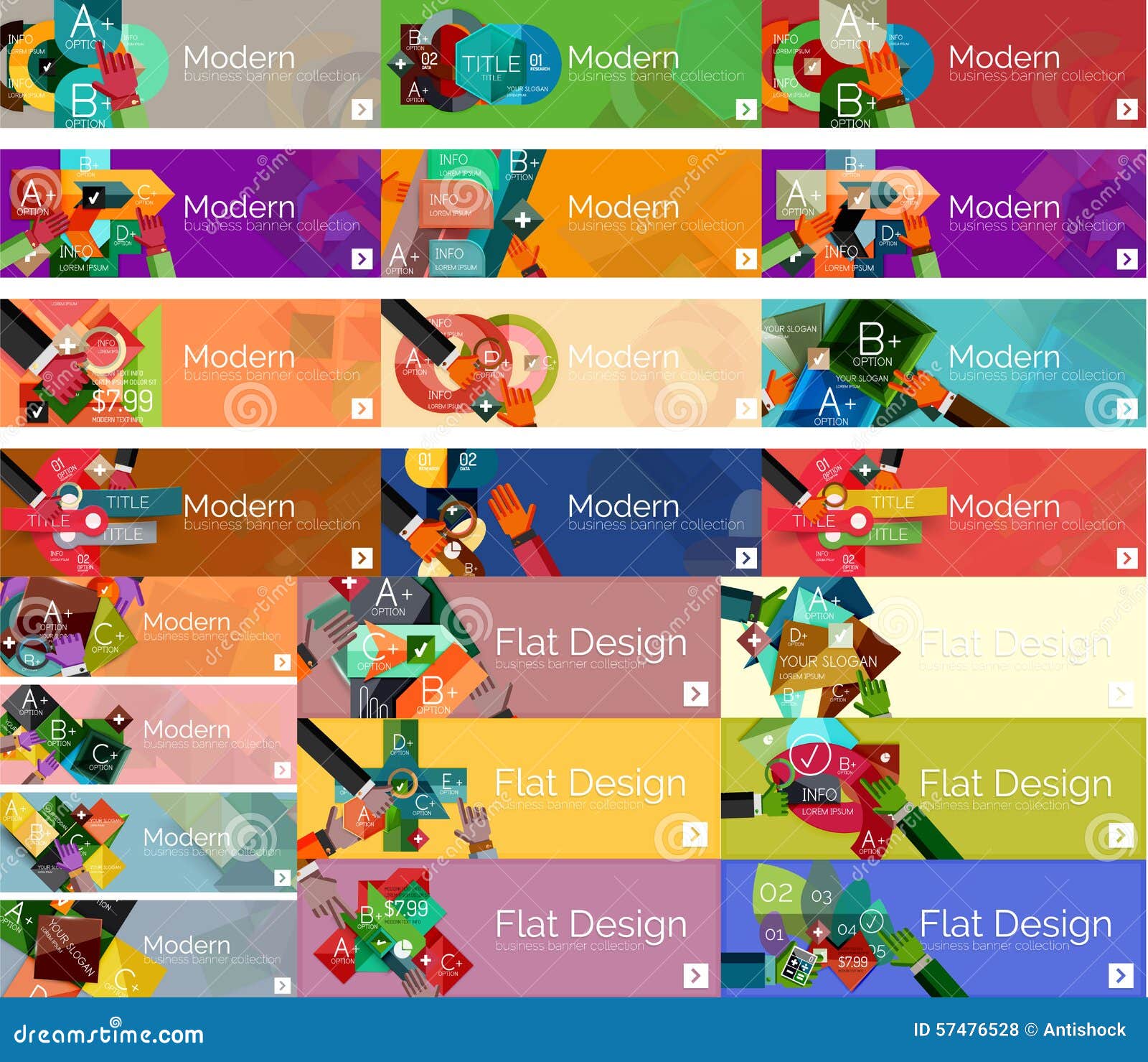 Headers, Flat Design Option Infographic Banners Stock Vector ...