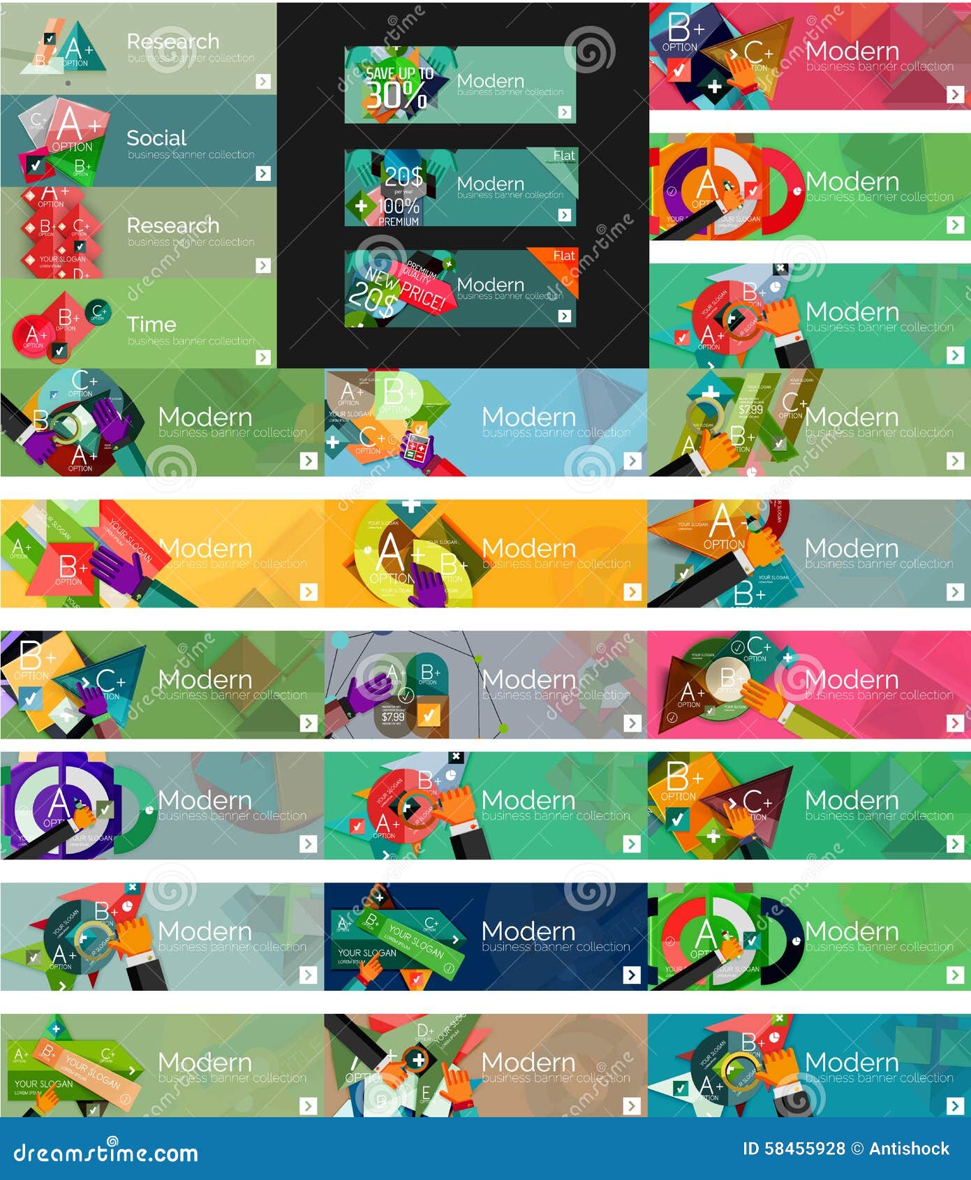 Headers, Flat Design Option Infographic Banners Stock Vector ...