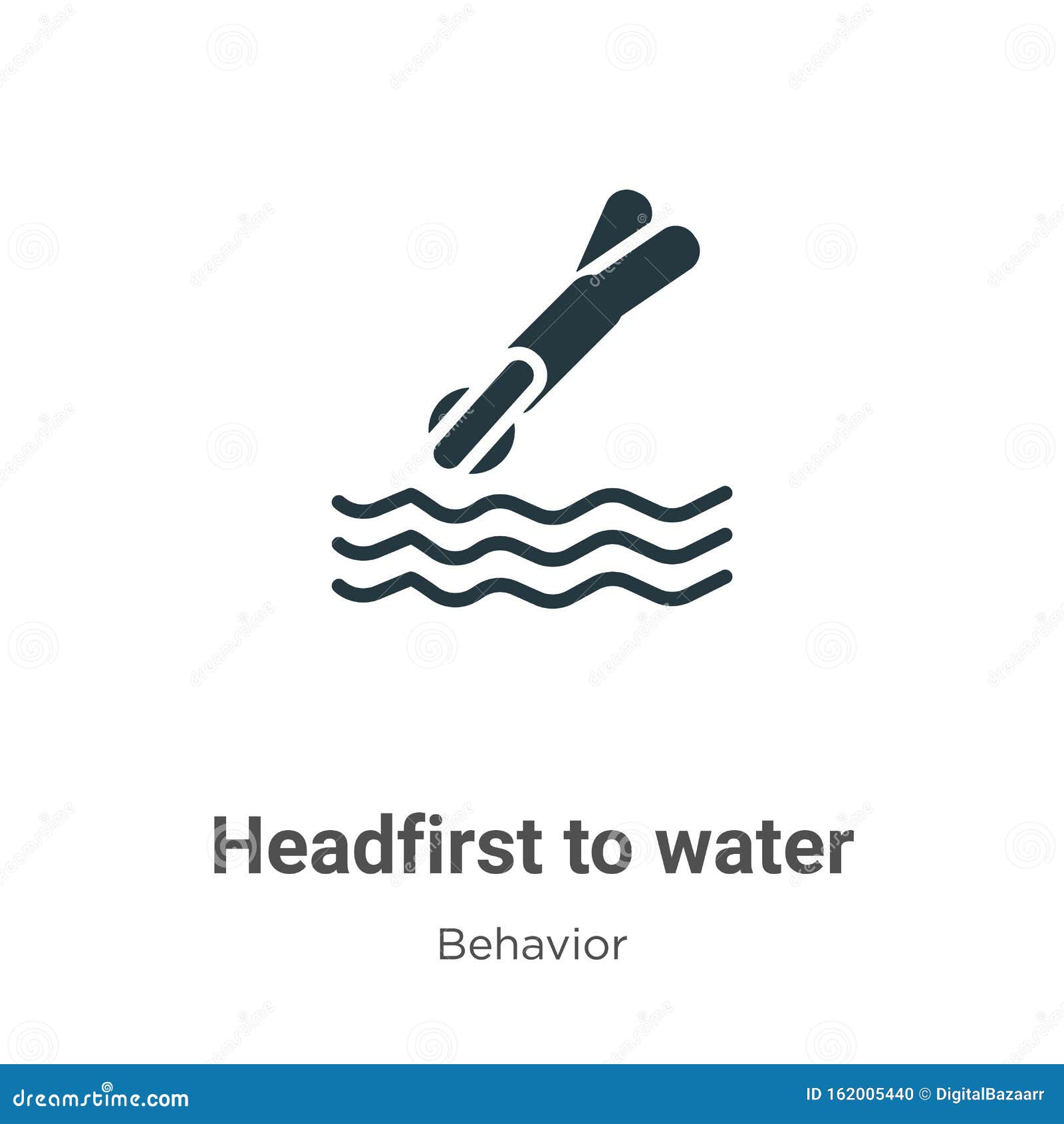 Headfirst To Water Vector Icon On White Background. Flat Vector ...