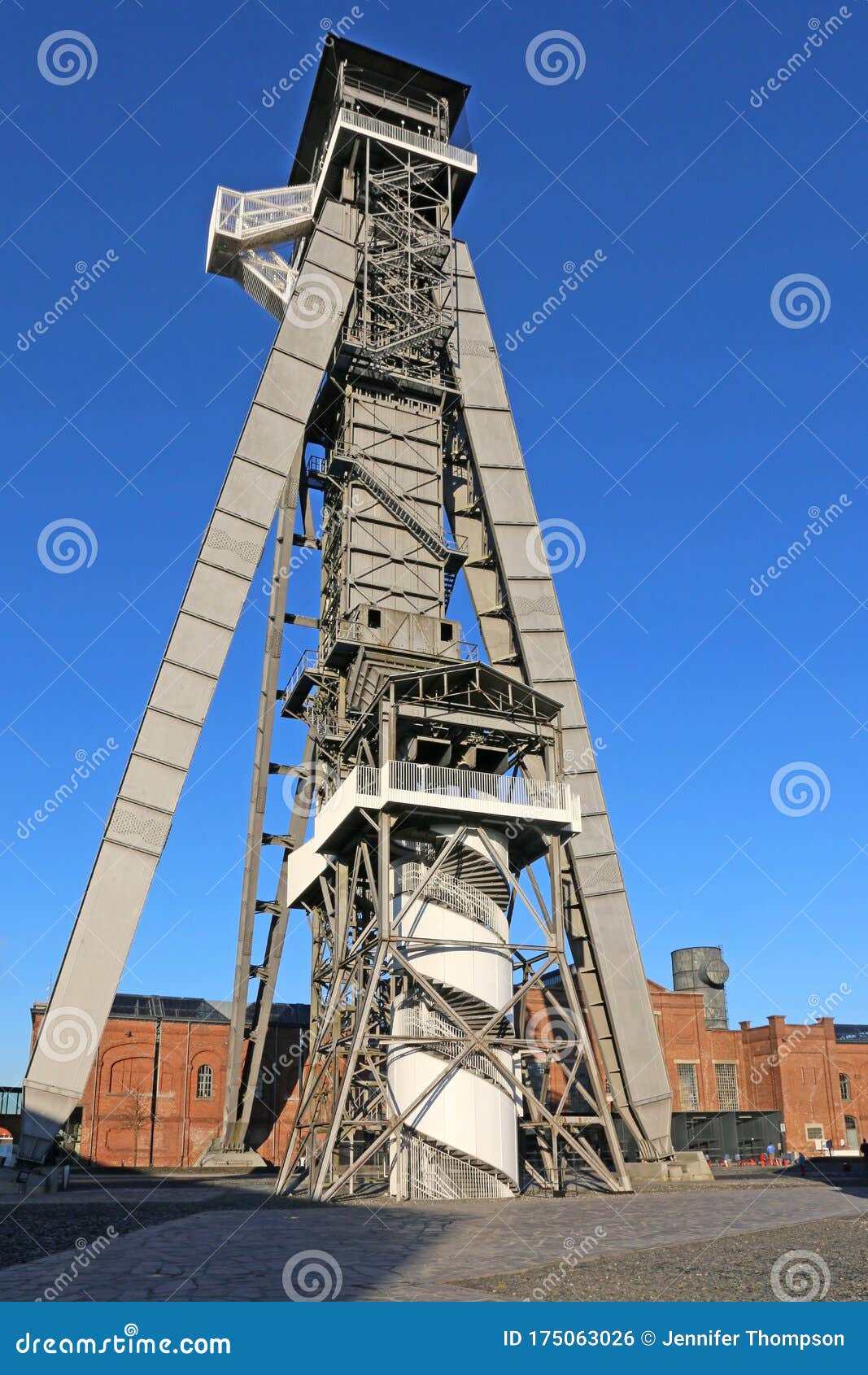 Headframe of C-mine in Belgium Stock Photo - Image of lift, hoist ...