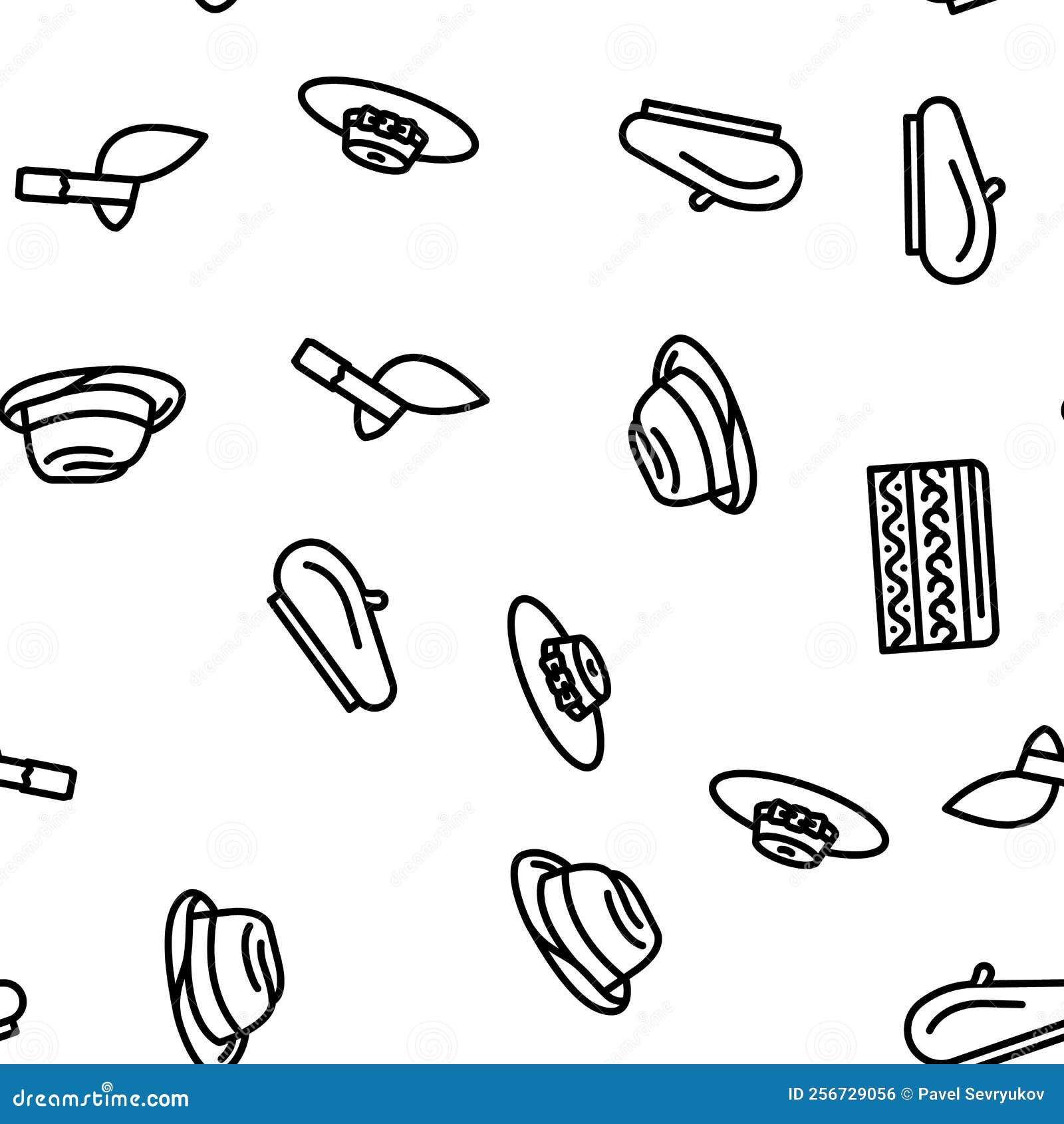 Headgear Stylish Head Clothes Vector Seamless Pattern Stock ...