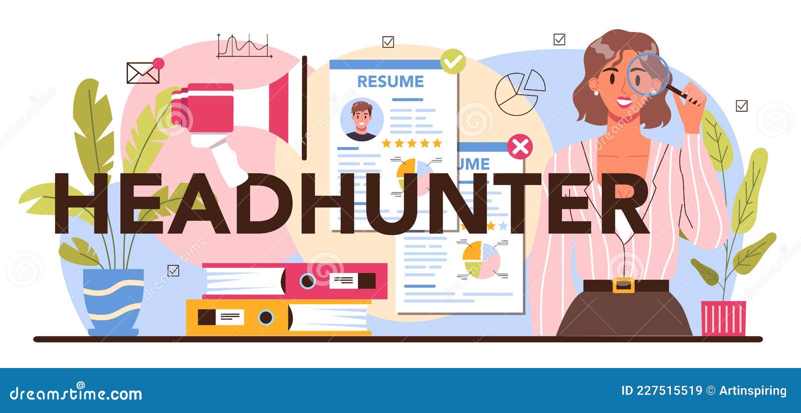 Headhunter Typographic Header. Idea of Business Recruitment and Human ...