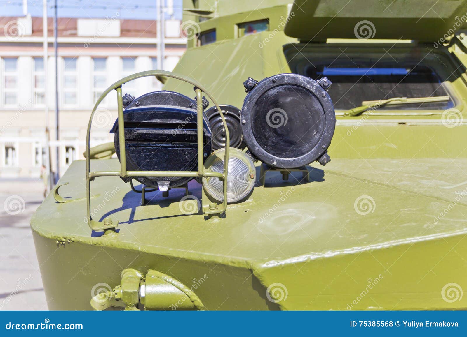 Headlamp of Military Transport Stock Photo - Image of axle, battle ...