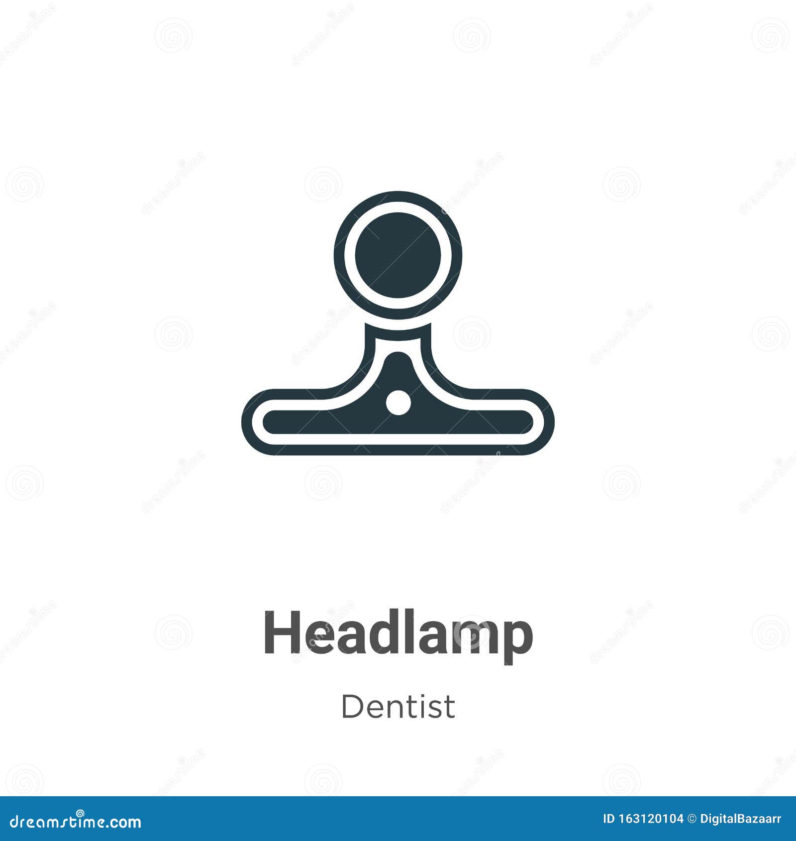 Headlamp Vector Icon on White Background. Flat Vector Headlamp Icon ...