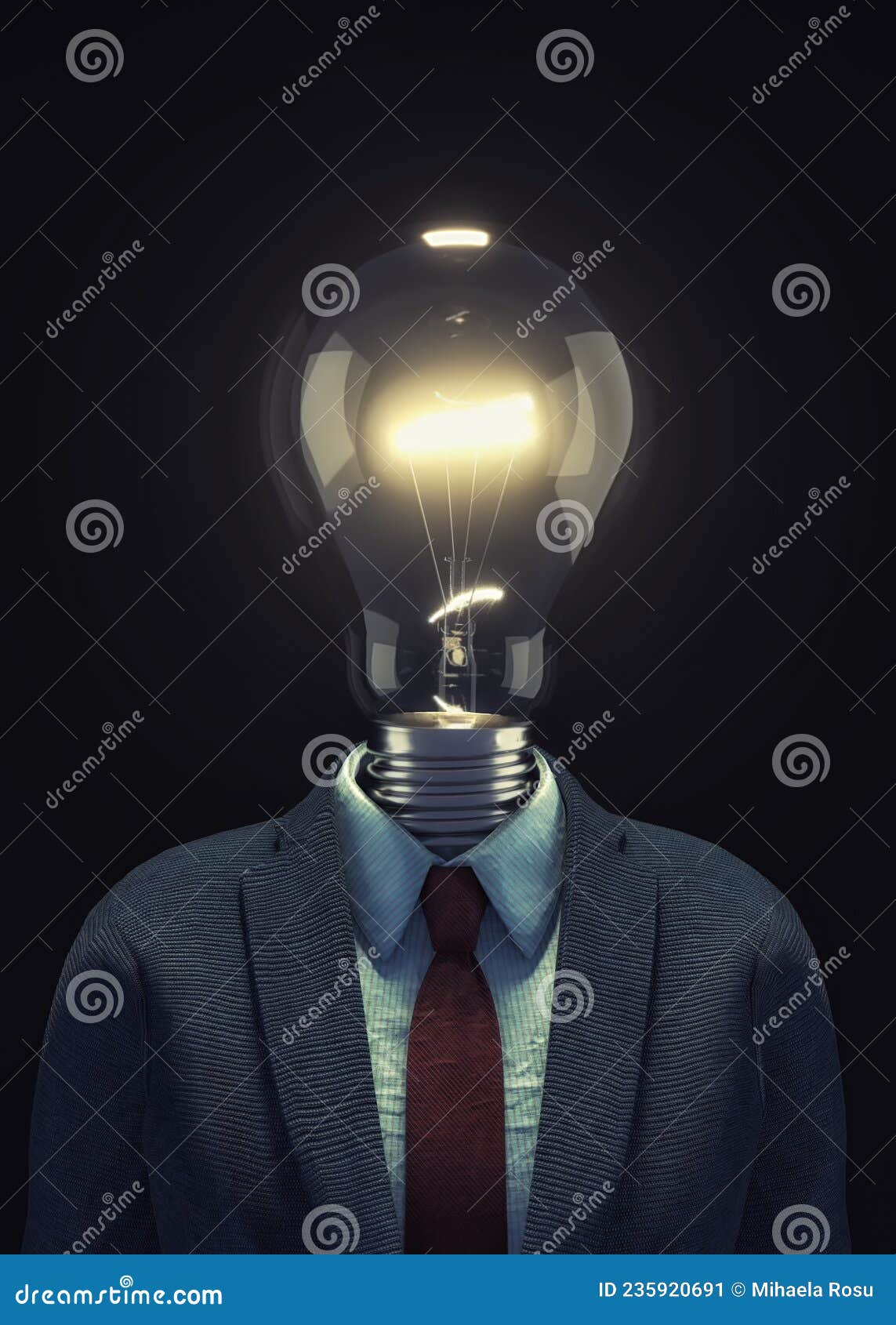 Headless Businessman with a Lightbulb Stock Illustration - Illustration ...