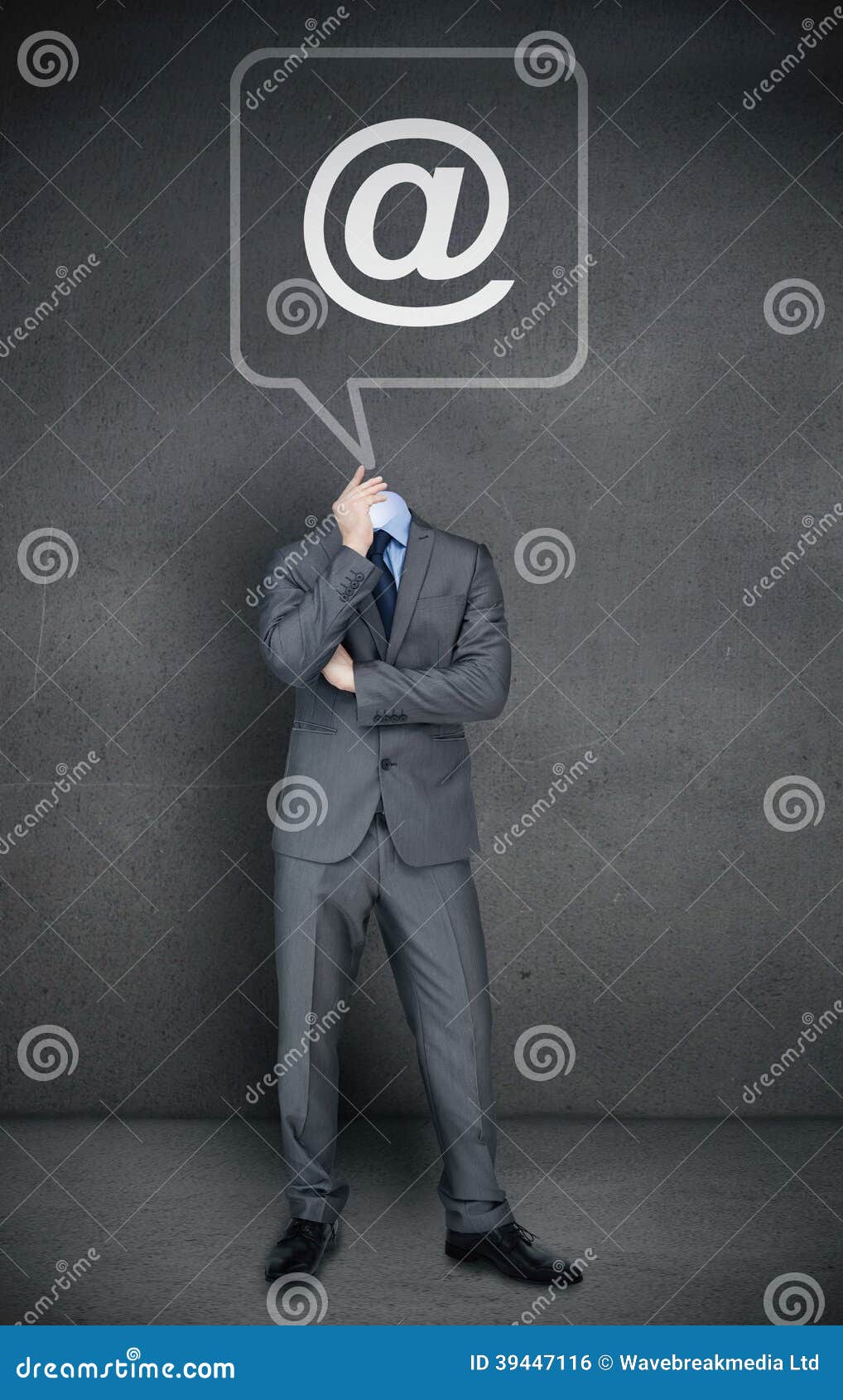 Headless Businessman with at Sign in Speech Bubble Stock Photo - Image ...