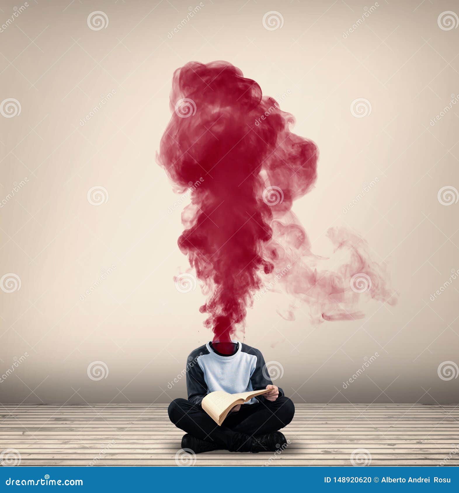 Surreal Headless Guy, Invisible Face Seated On The Floor With Gear ...