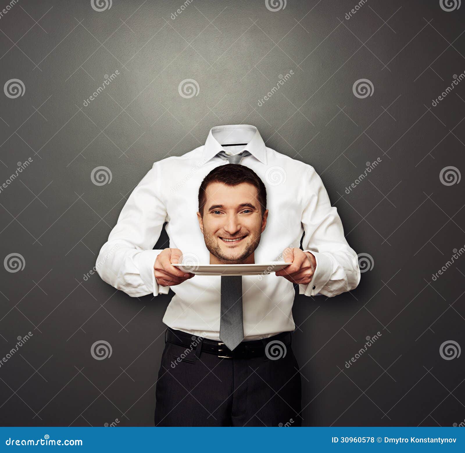 Headless Man Holding Smiley Head Stock Photo - Image of model, glad ...