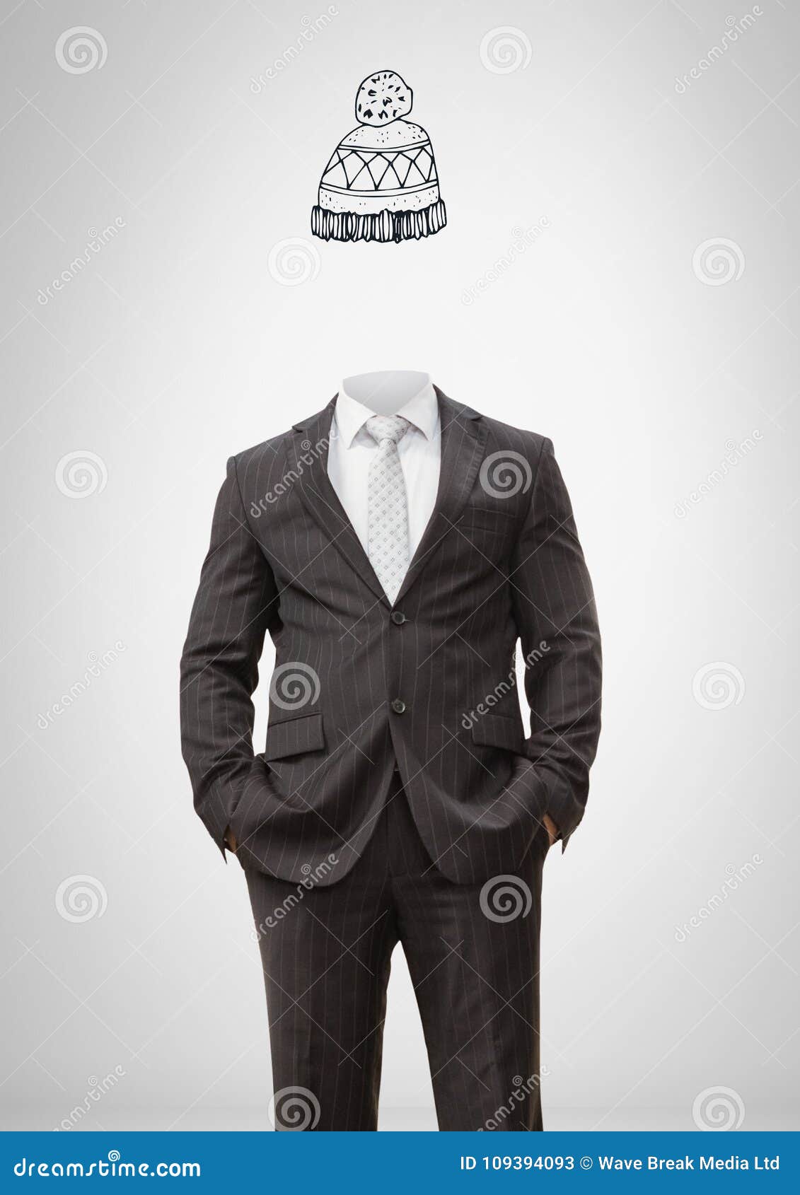 Surreal Headless Guy, Invisible Face Seated On The Floor With Gear ...