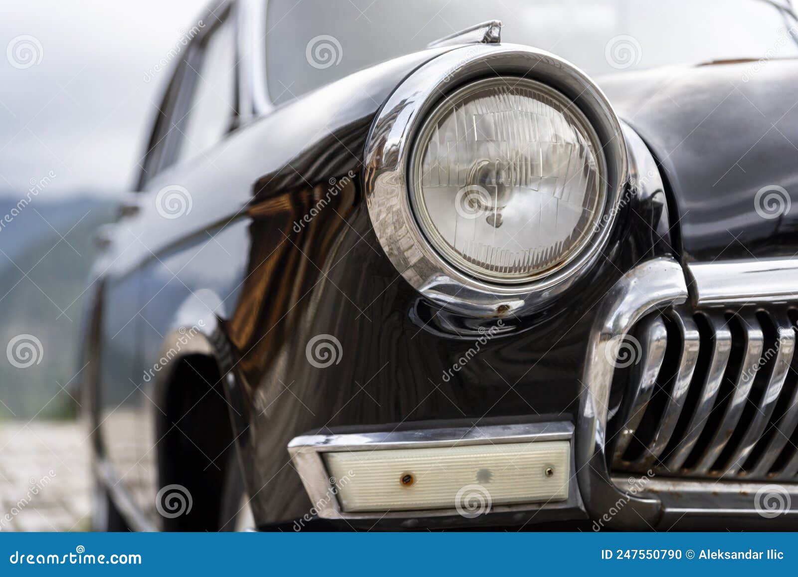 Headligh and Front Bumper of an Old Timer Car Stock Photo - Image of ...