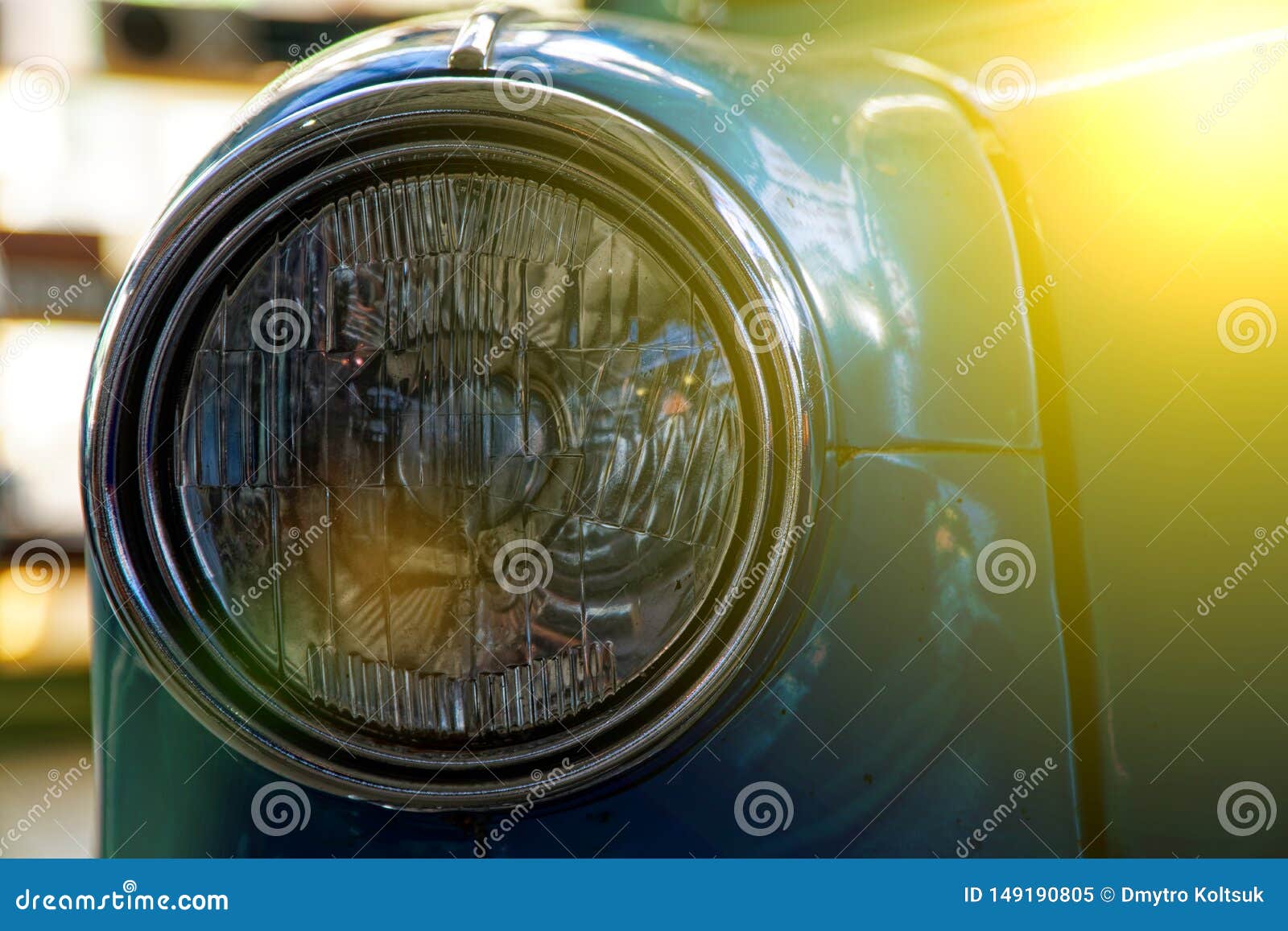 Headlight of Antique Old Car, Detail on the Headlight of a Vintage Car ...