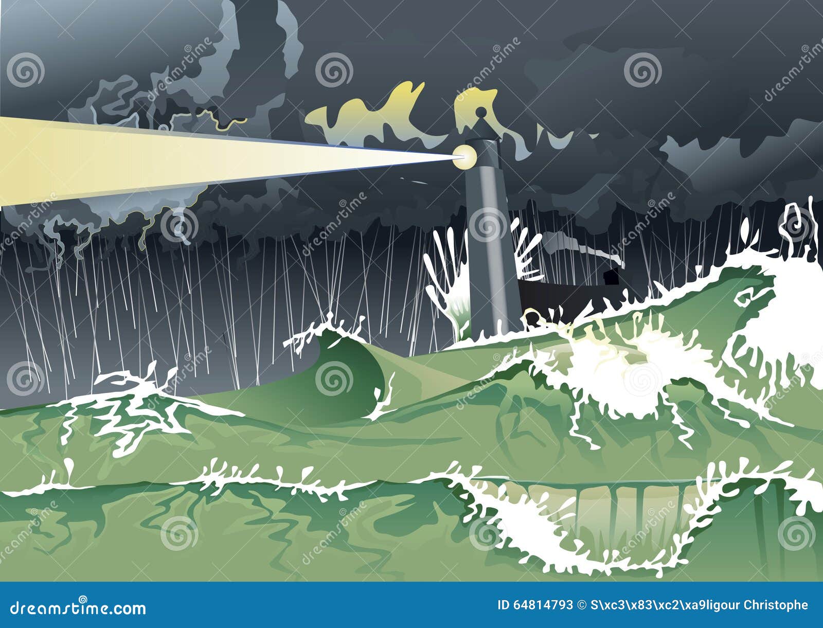 Headlight in big tempest stock vector. Illustration of floul - 64814793