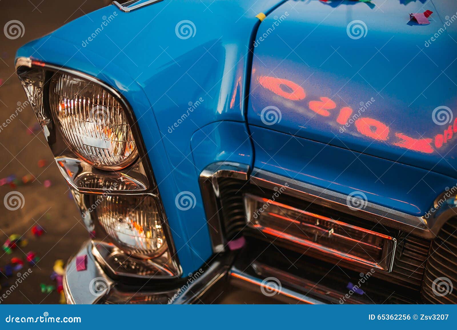 Headlight Blue Vintage Retro Car Stock Photo - Image of headlight ...