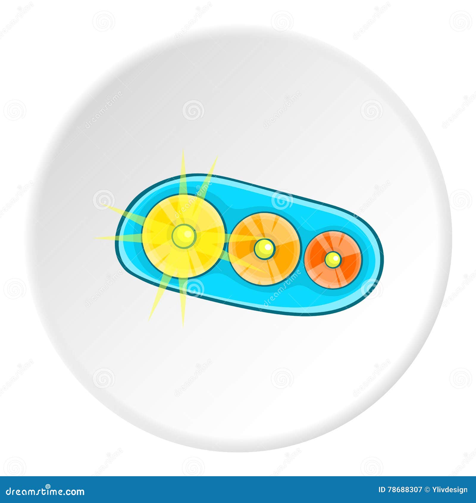 Headlight Car Icon, Cartoon Style Stock Vector - Illustration of design ...