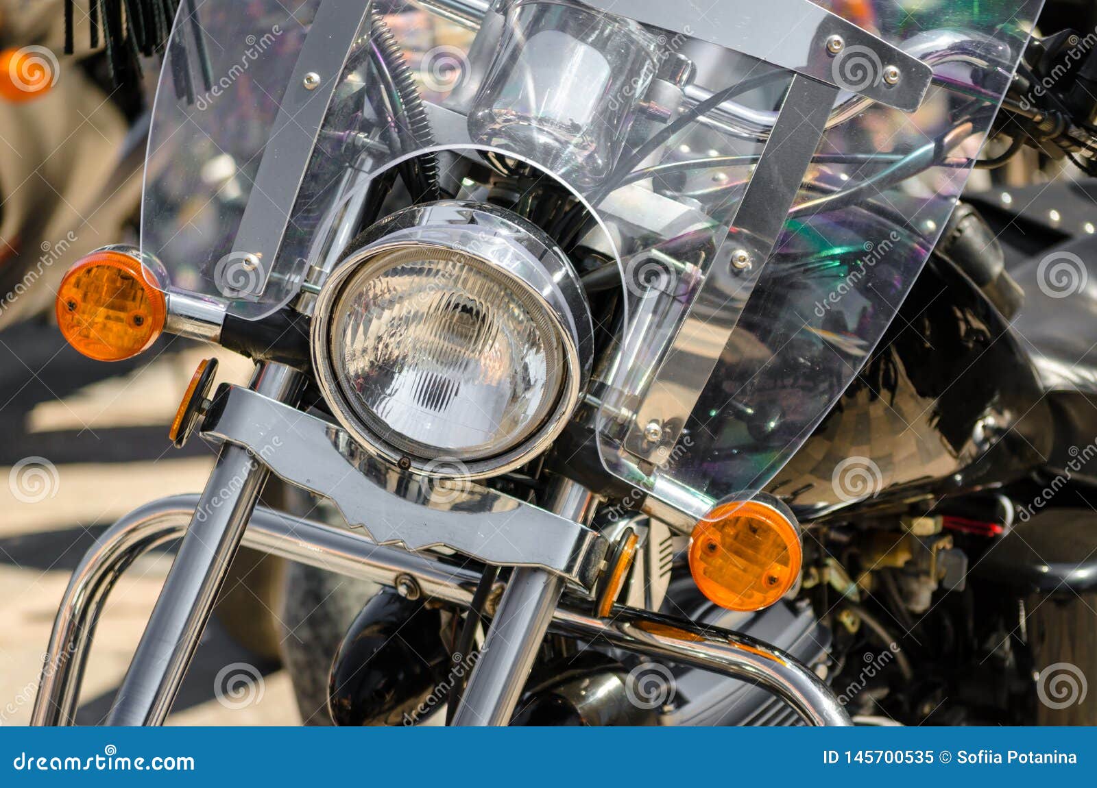 Headlight Chopper Motorcycle Closeup Stock Image - Image of mechanism ...