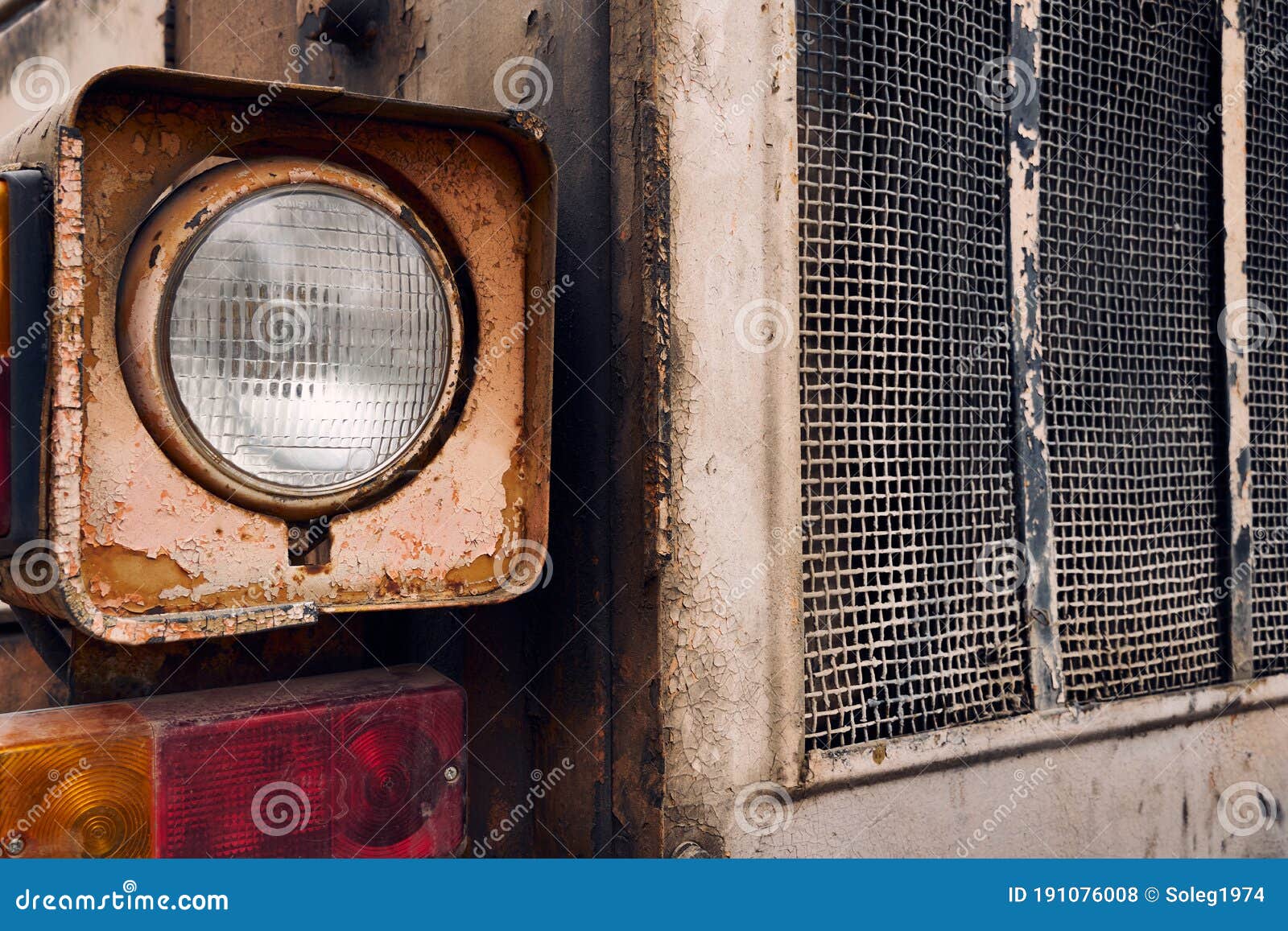 Headlight and Close View of Old Tractor Parts Stock Photo - Image of ...