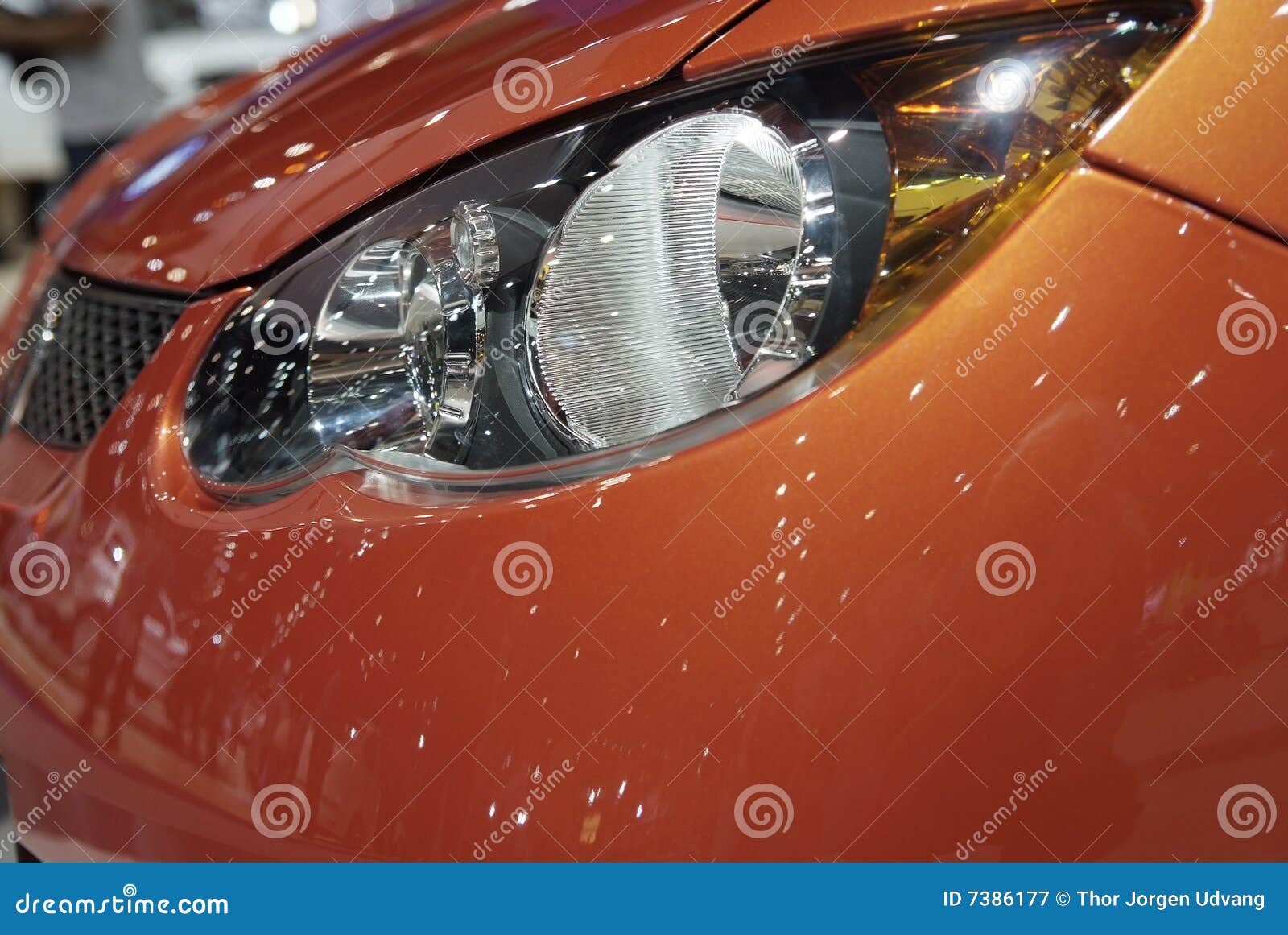 Headlight of compact car stock image. Image of reflector - 7386177