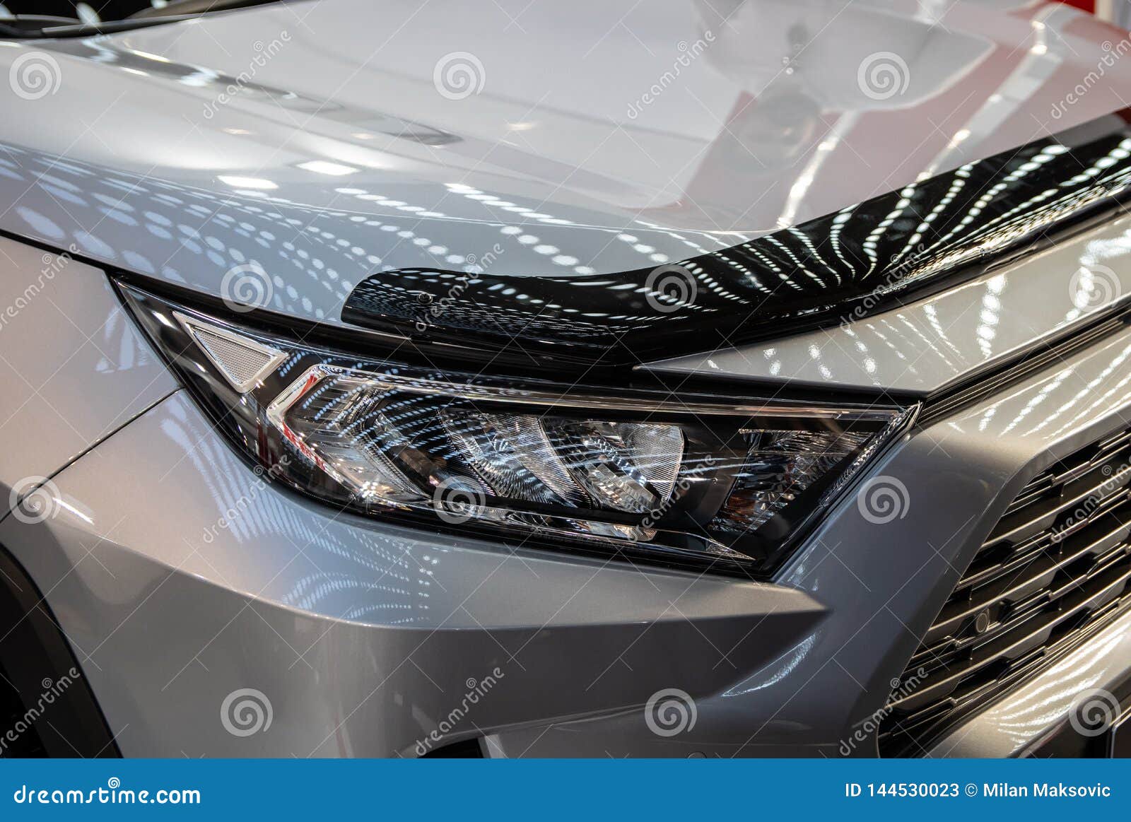 Headlight of Grey Modern Car with LED Light Stock Image - Image of ...