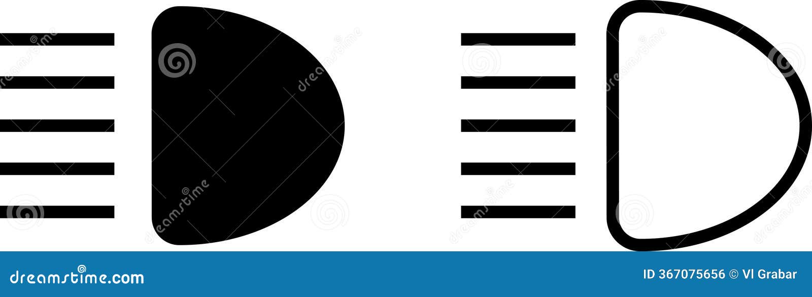 Headlight Icons. Car Headlights On Dashboard. Light Of Lamps Vehicle ...