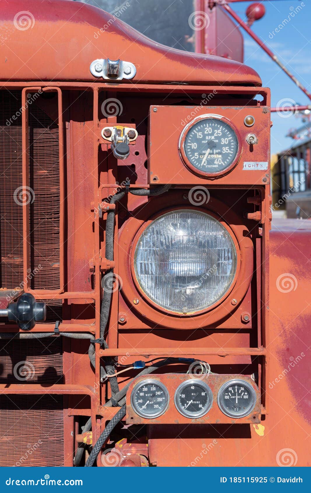 Headlight and Meters on an Old Fire Truck Stock Image - Image of gauges ...
