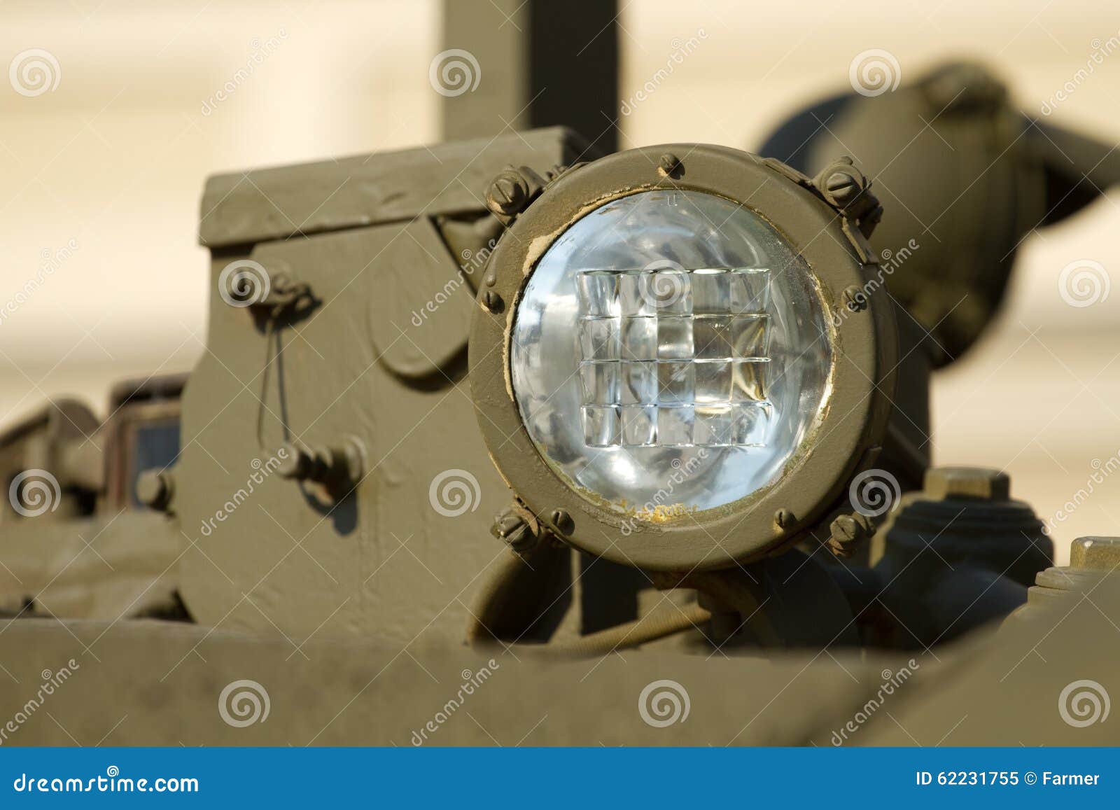 Headlight On Military Heavy Armored Vehicles. Steampunk Detail ...