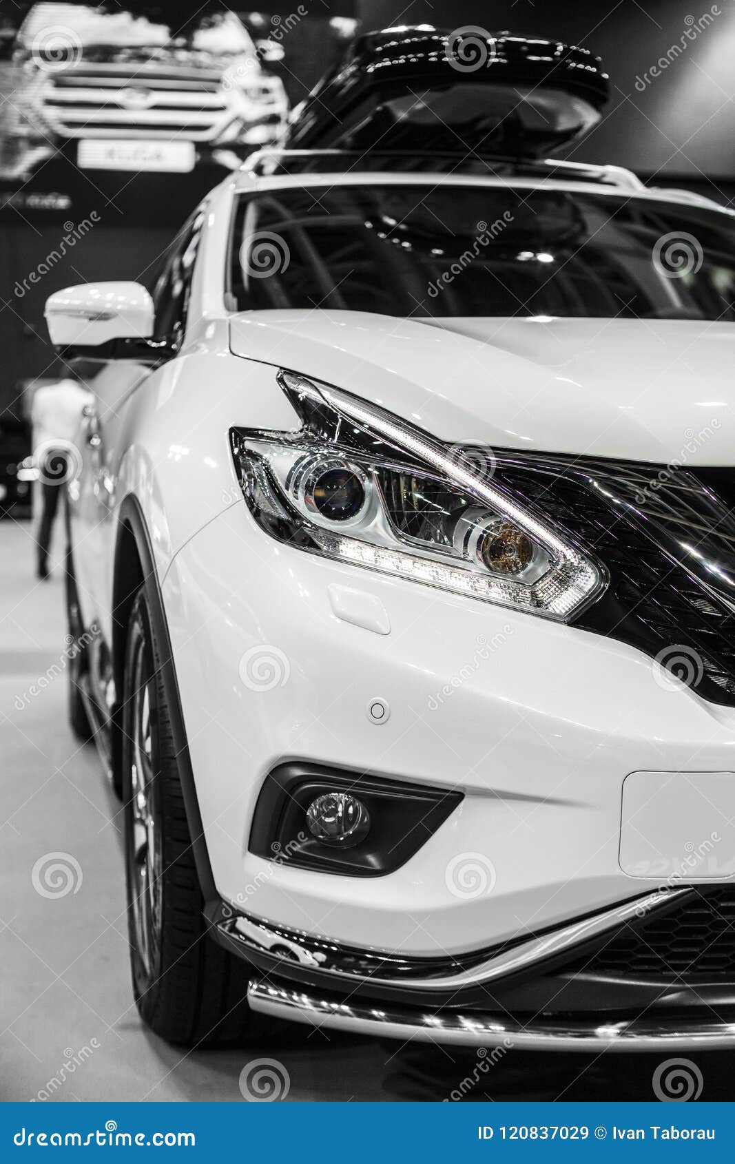Headlight of Modern Crossover Car with Led and Xenon Optics Stock Image ...