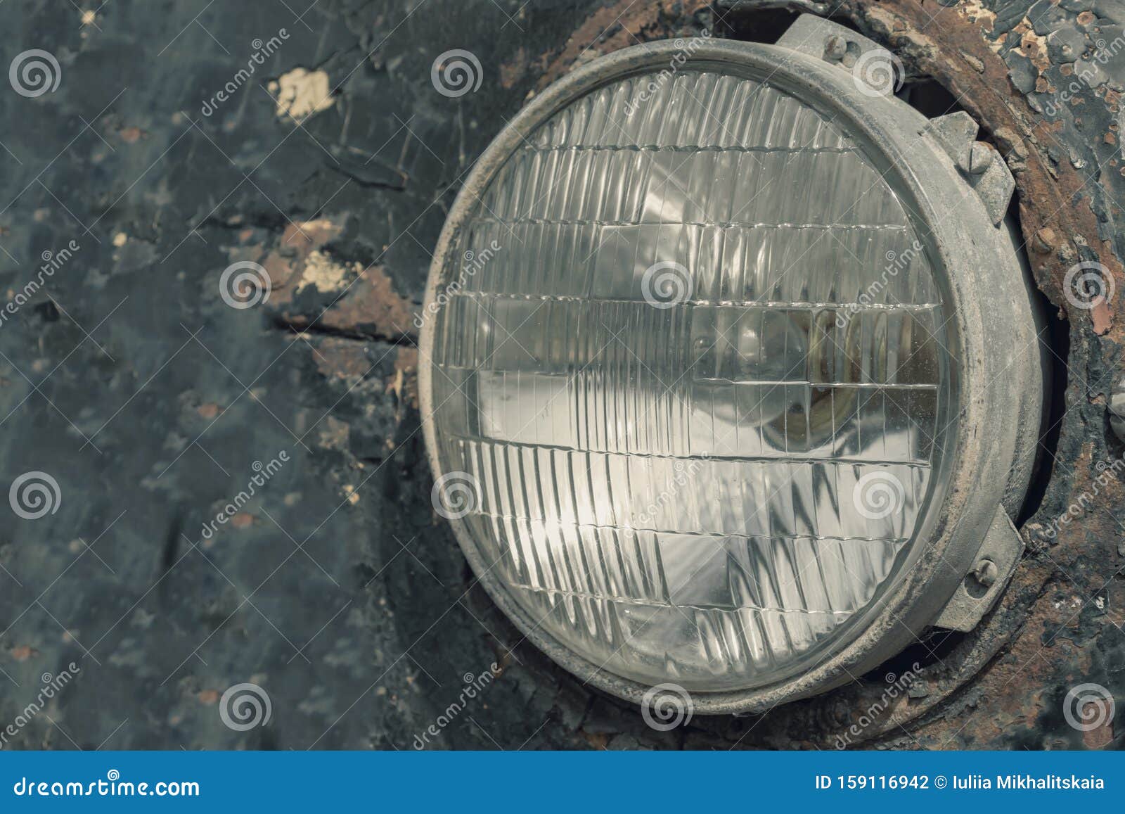 Headlight of an Old Rusty Abandoned Car, Utilisation and Scrap Concept ...