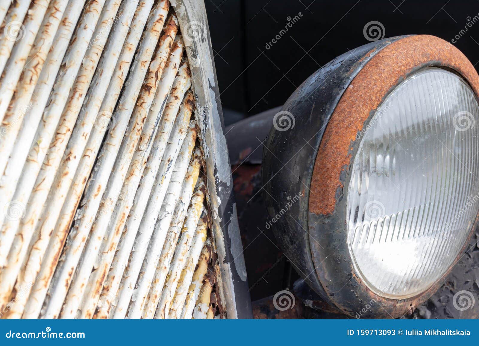 Headlight of an Old Rusty Abandoned Car, Utilisation and Scrap Concept ...